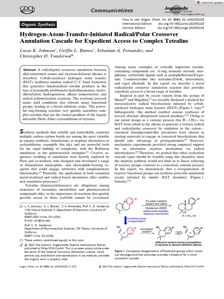Angew Chem Int Ed - 2023 - Johnson - Hydrogen‐Atom‐Transfer‐Initiated ...