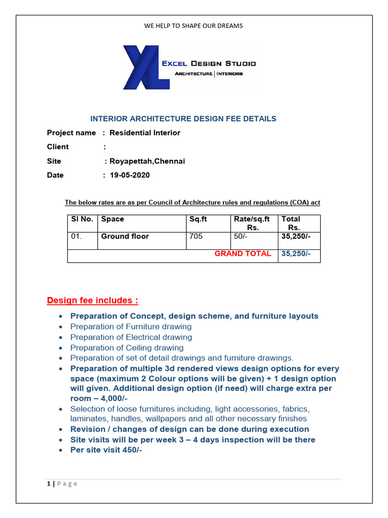 Interior Architecure Design Fees Details | PDF | Design