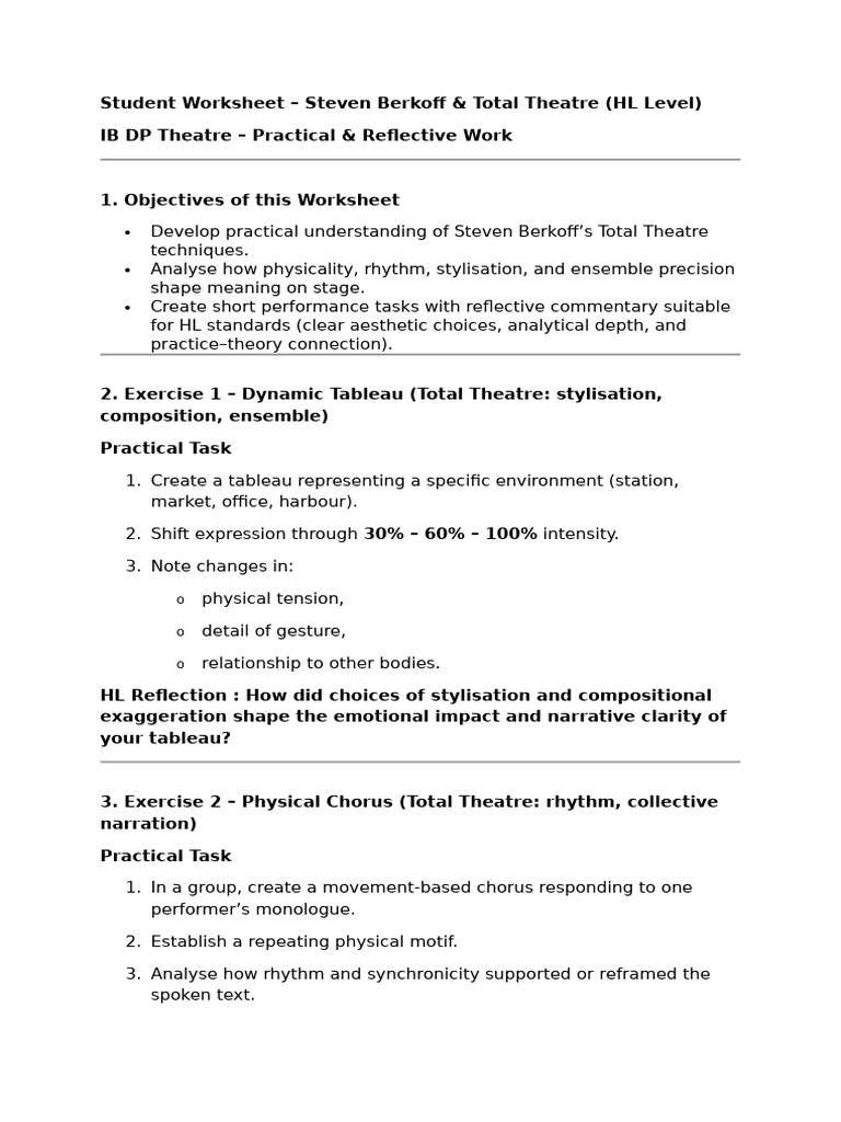 Student Worksheet_berkoff | PDF | Rhythm | Tempo