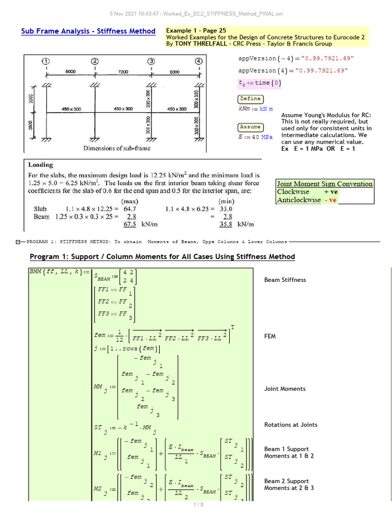 Worked Ex Ec2 Stiffness Method Final | PDF | Structural Analysis ...