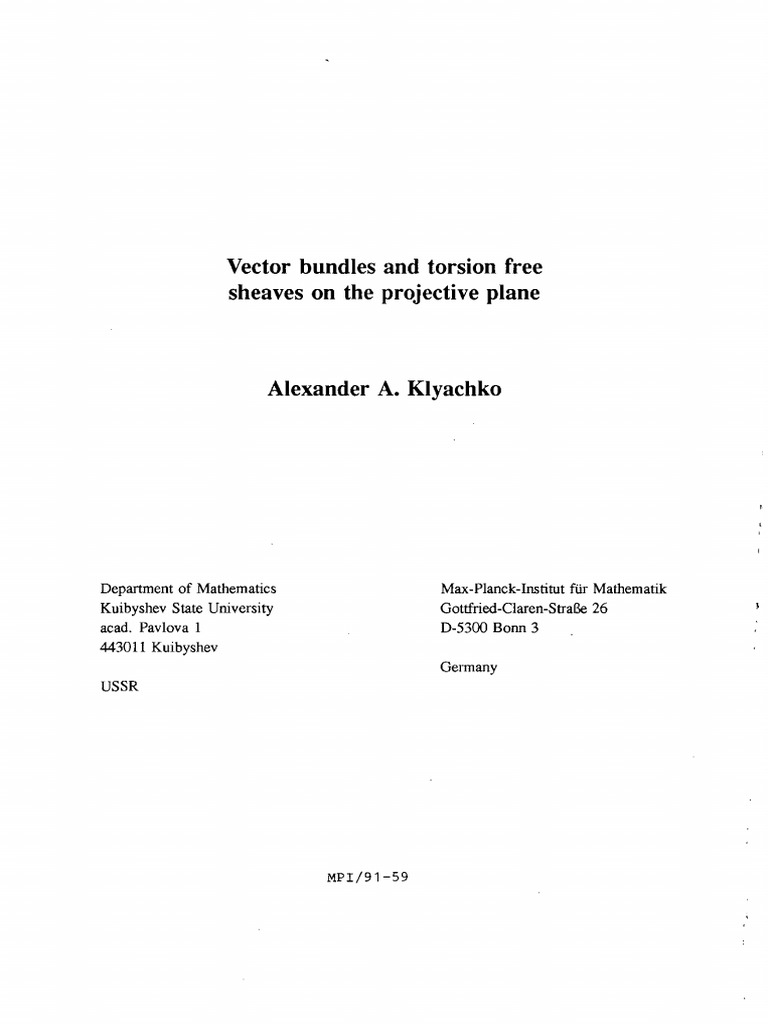 Vector Bundles on Projective Plane | PDF | Topology | Algebra