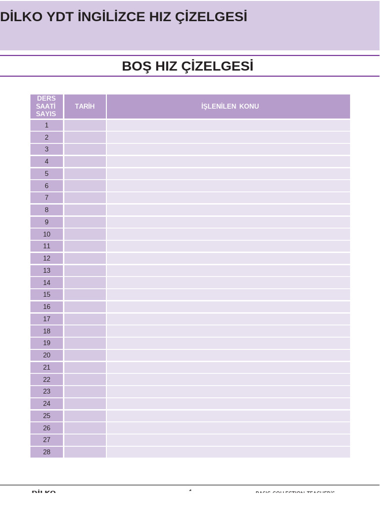 2020-2021 Basic Collection Hiz Çi̇zelgesi̇ Boş | PDF