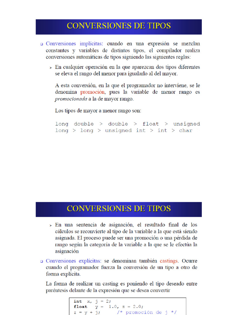 Conversion De Tipos Pdf