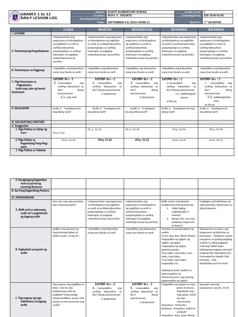 DLL_ESP 1_Q1_W2 | PDF