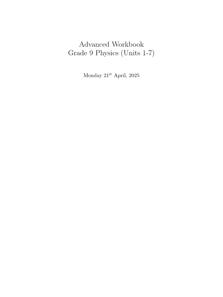 Grade 9 Advanced Physics Workbook | PDF | Velocity | Waves