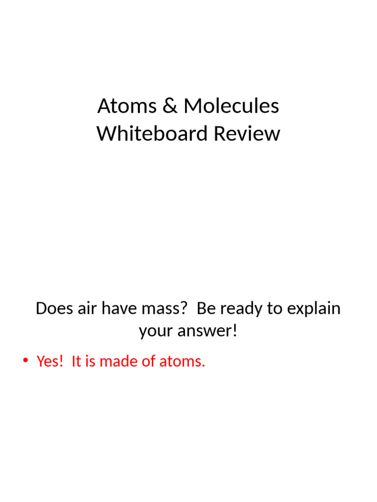 1 - Atoms Molecules Whiteboard Review | PDF