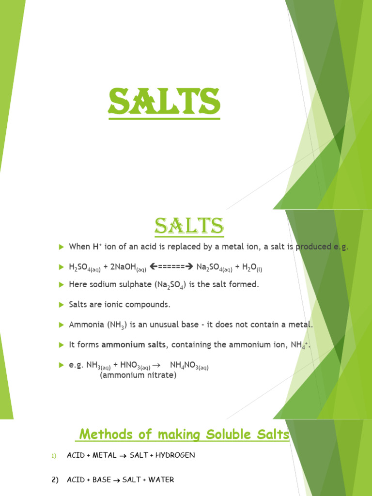 Understanding Salts and Their Formation | PDF | Salt (Chemistry) | Acid