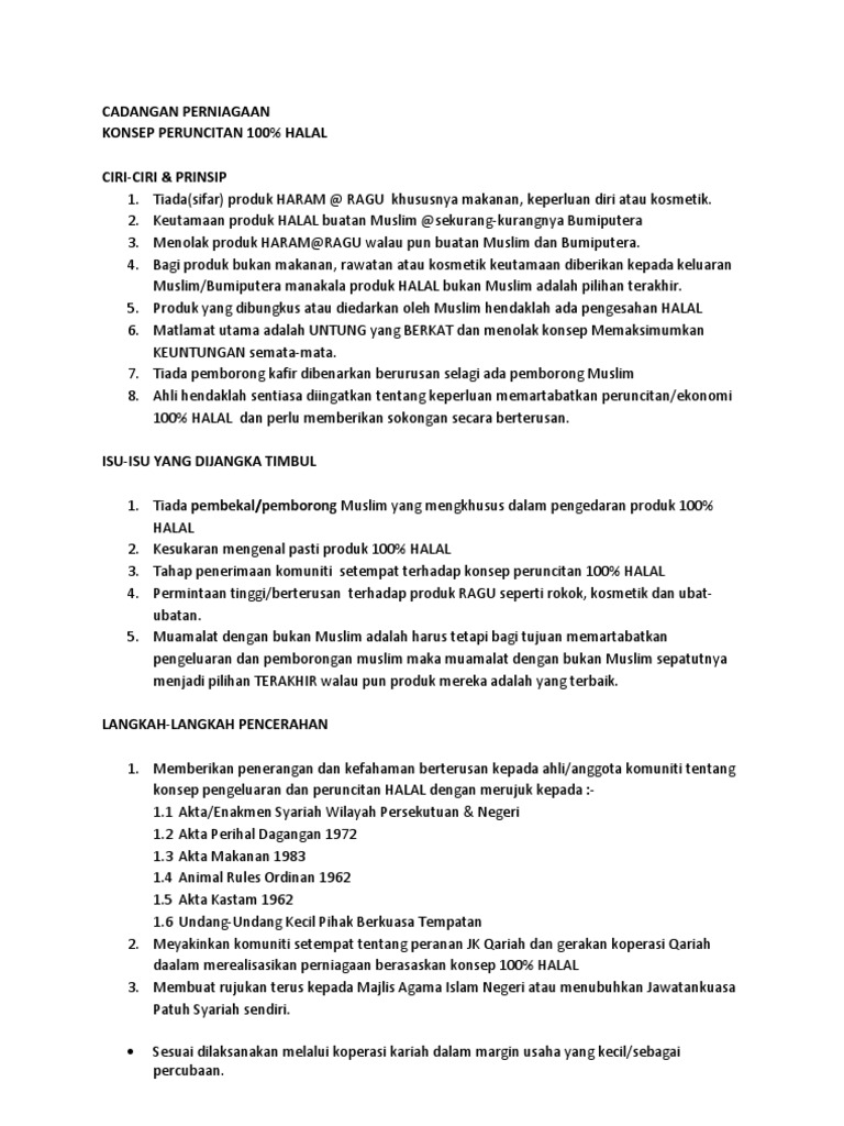 Cadangan Konsep Peruncitan 100% Halal | PDF | Bisnis | Pengelolaan ...