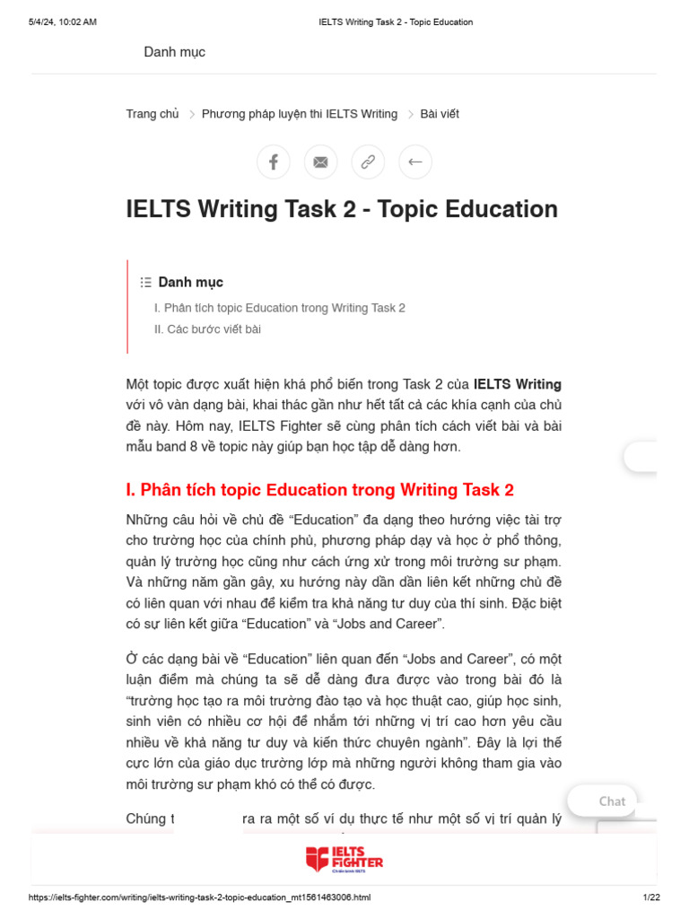 IELTS Writing Task 2 - Topic Education | PDF