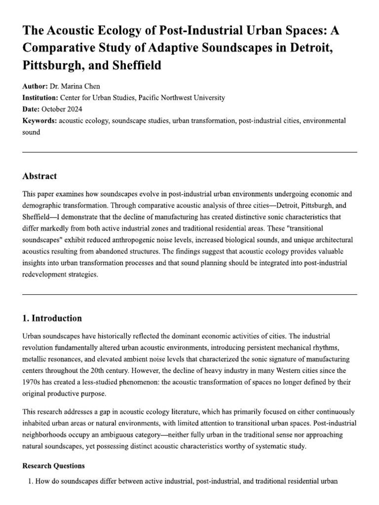 Acoustic Ecology | PDF