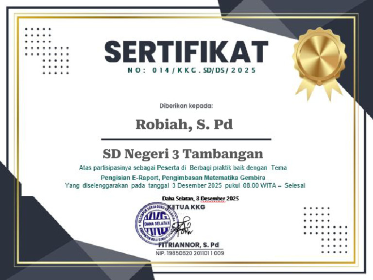 Sertifikat - Robiah, S. Pd-6 | PDF