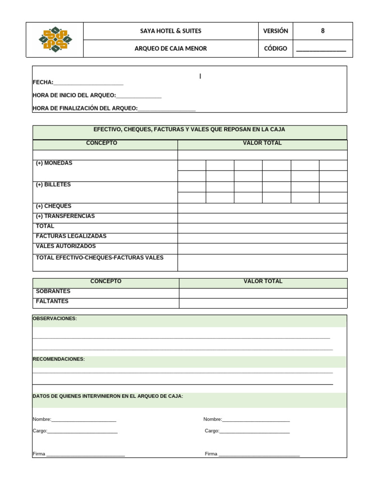 Arqueo de Caja | PDF