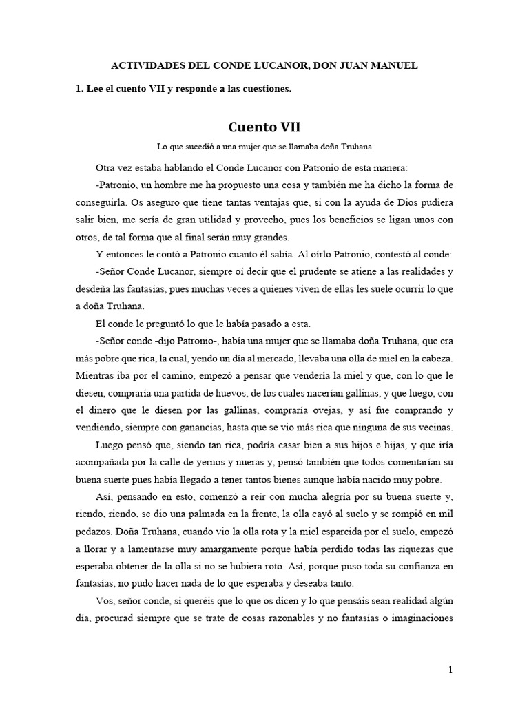 Actividades-El Conde Lucanor | PDF