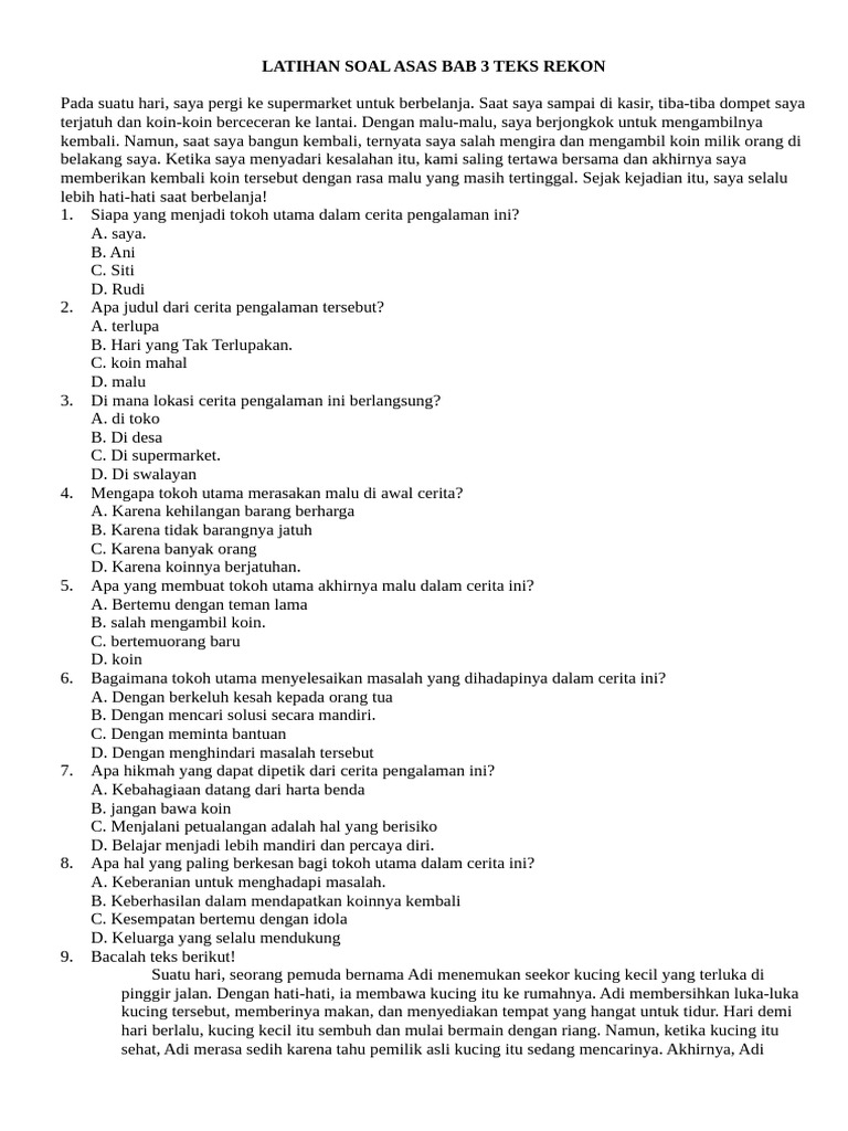 Latihan Soal Teks Rekon Bab 3 | PDF