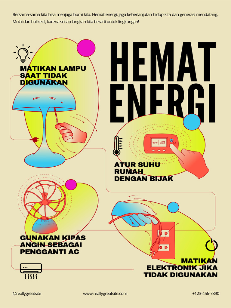 Poster Kampanye Hemat Energi Modern Krem Dan Kuning | PDF