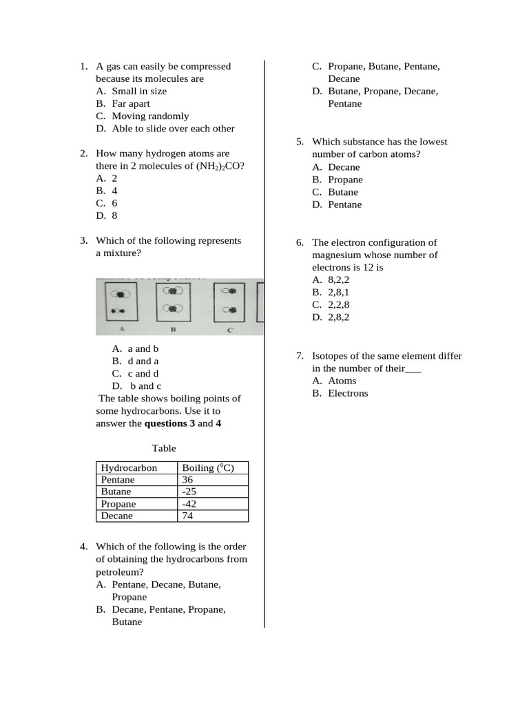 Chemistry Quiz on Gases and Hydrocarbons | PDF