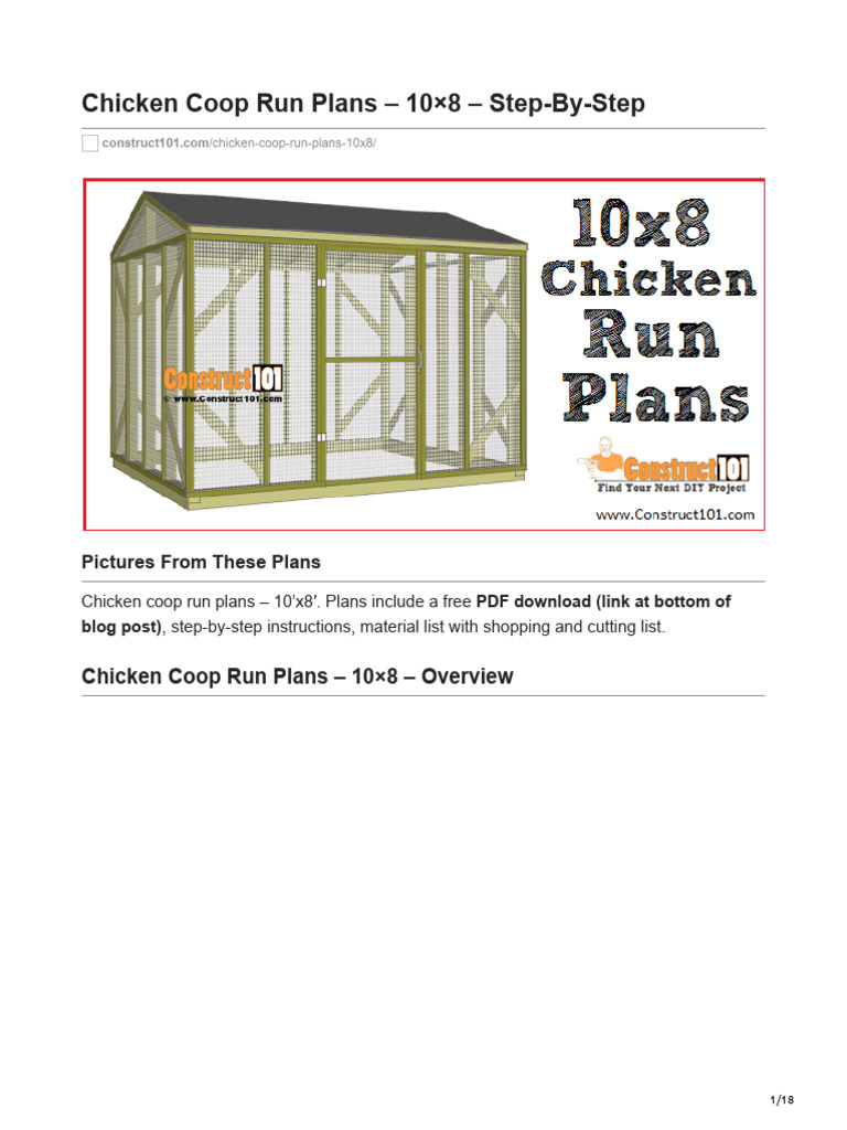 10x8 Chicken Coop Run Plans Guide | PDF | Framing (Construction) | Lumber