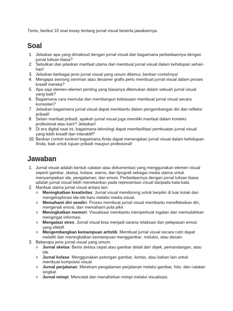 10 Soal dan Jawaban Jurnal Visual | PDF