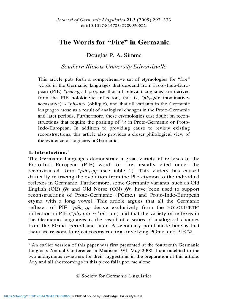 The Words for Fire in Germanic | PDF | Linguistics | Language Families