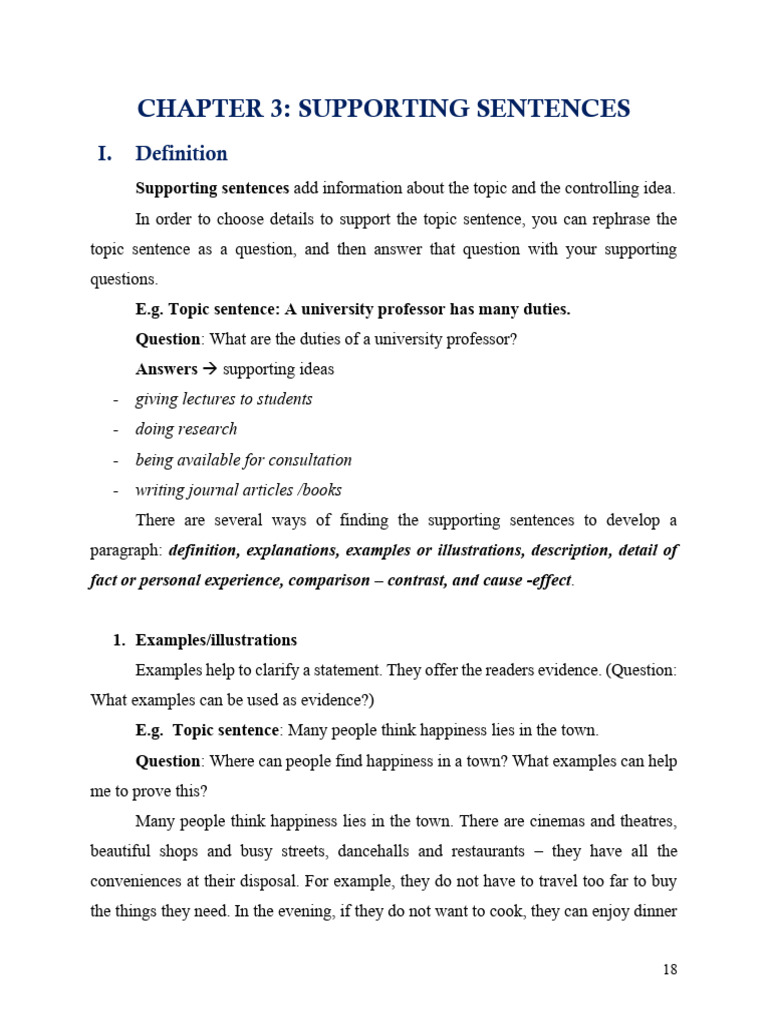 Supporting and Concluding Sentence | PDF
