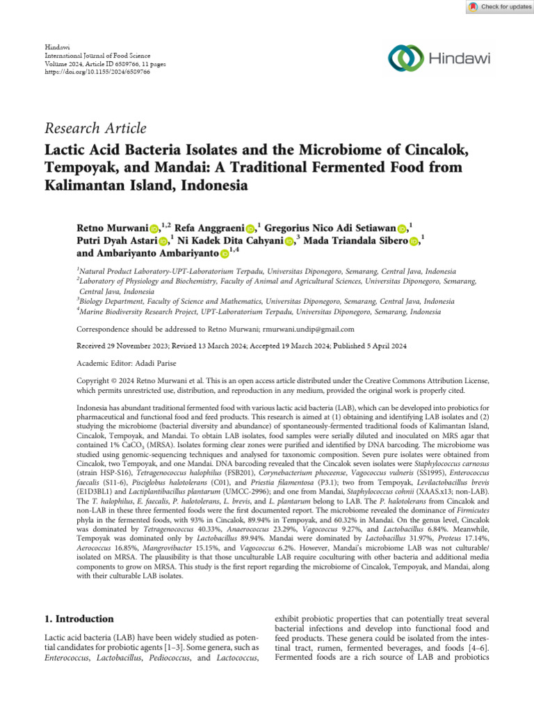 International Journal of Food Science - 2024 - Murwani - Lactic Acid ...