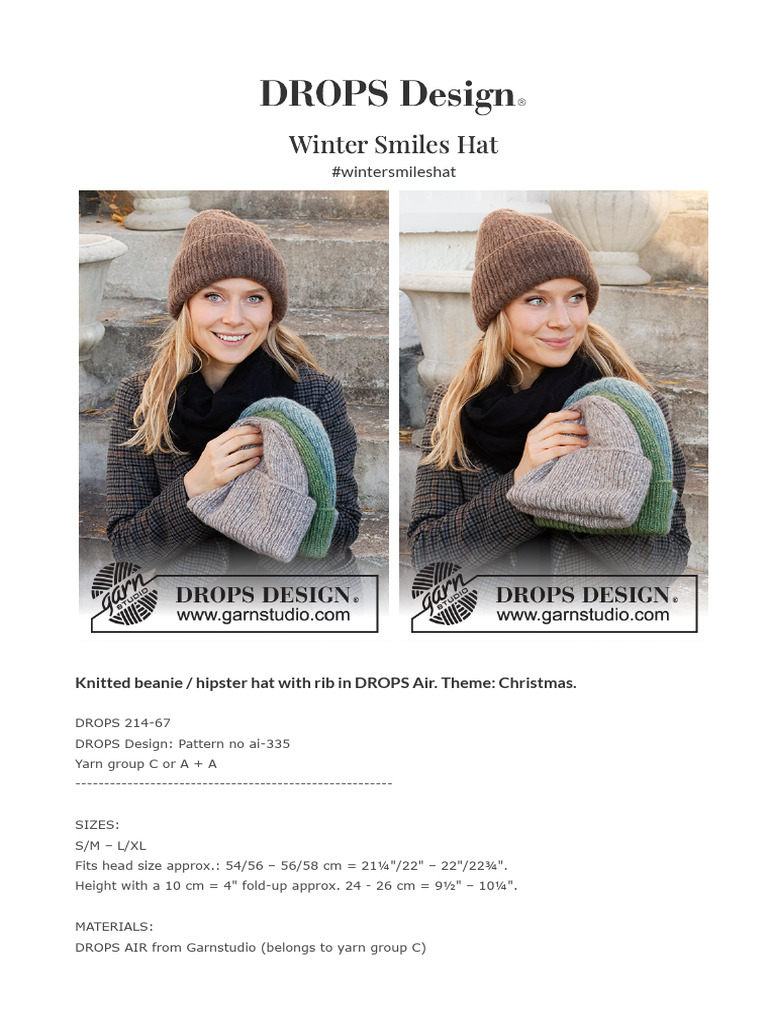 Winter Smiles Knitted Beanie Pattern | PDF | Knitting | Knitting Needle