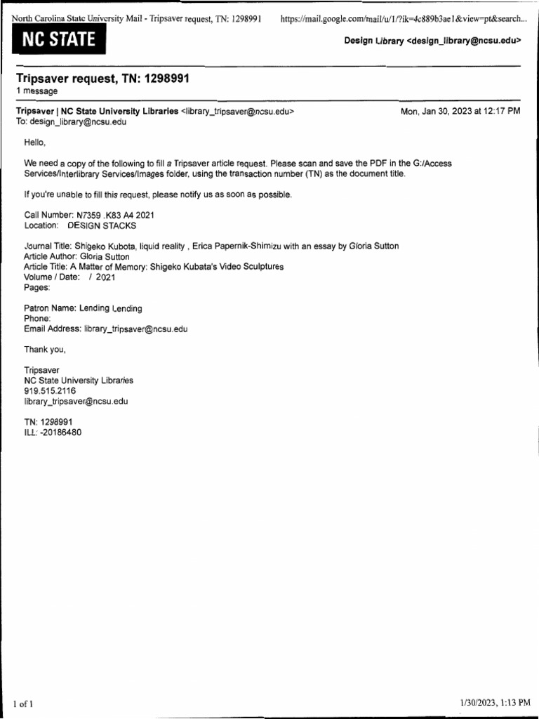 Tripsaver Request for Shigeko Kubota Article | PDF | Video