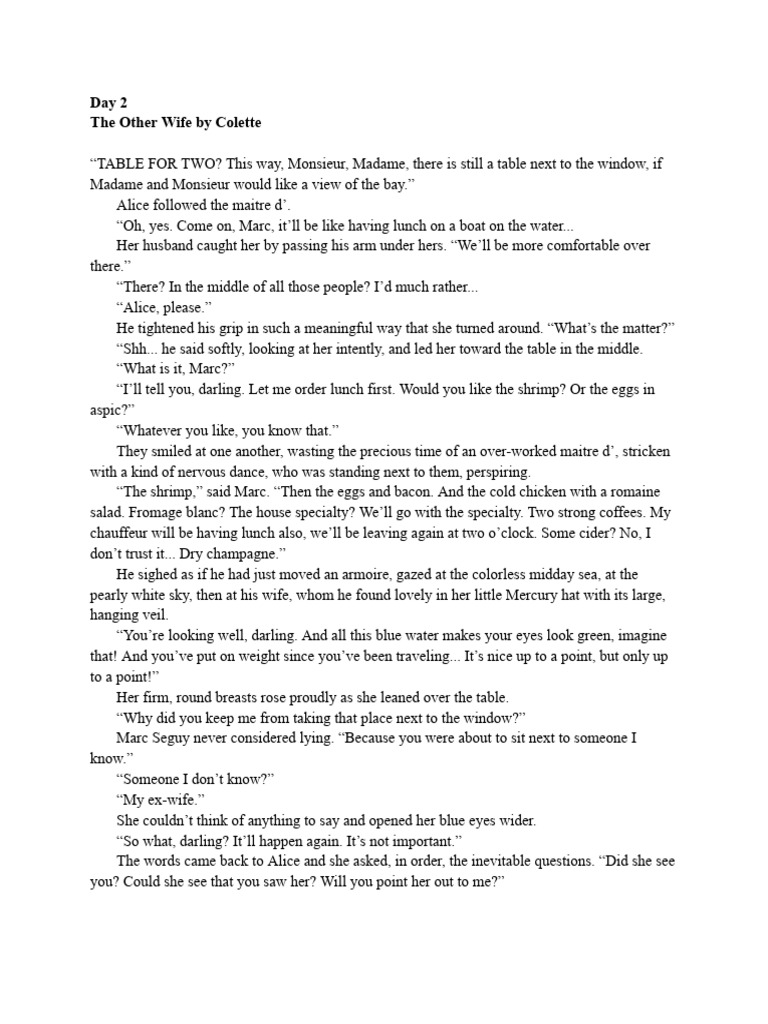 Lunch with the Ex-Wife's Shadow | PDF