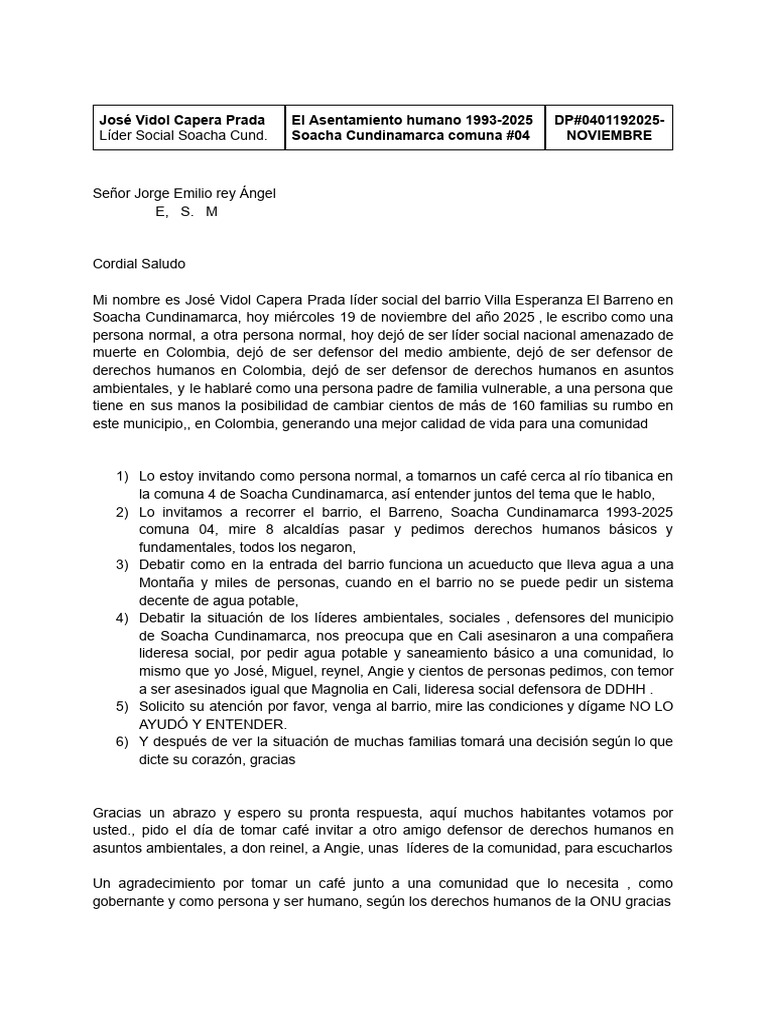 Tomar Café Junto Al Gobernador Adjuntar Al Caso en La CIDH Del Barrio ...