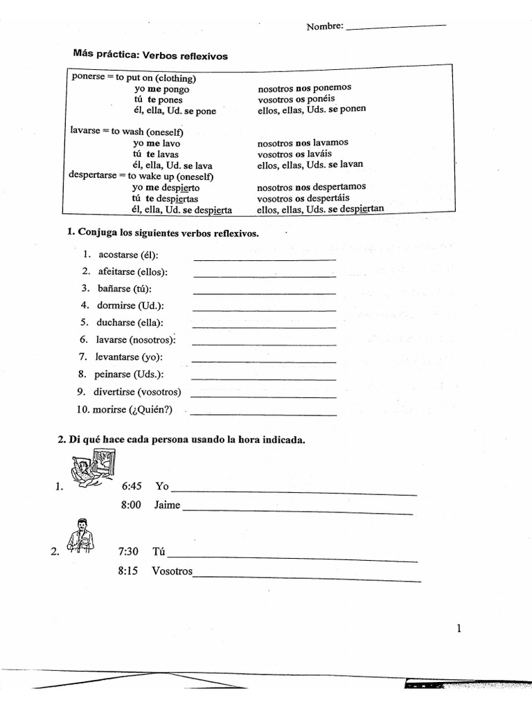 L2 Practica Verbos Reflexivos | PDF