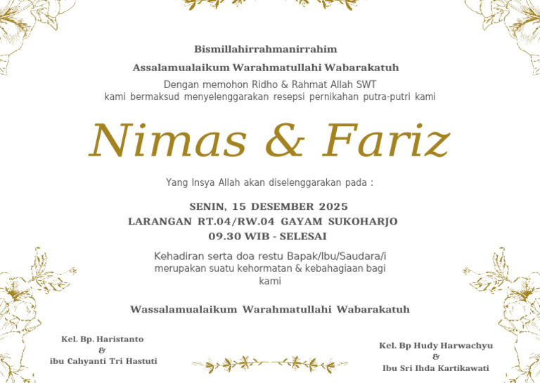 Emas Dan Putih Elegan Undangan Nikah | PDF