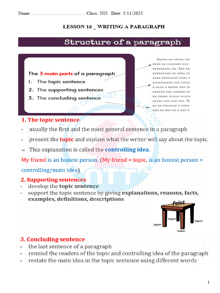 NOV-9 Lesson 16_ HS Writing a paragraph | PDF