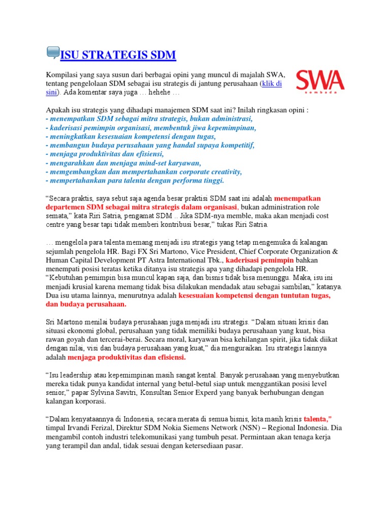 Isu Strategis Sdm