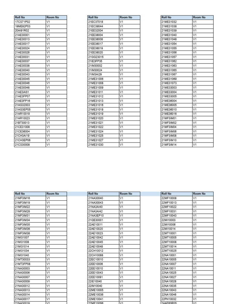 Lista de Números de Registro e Salas | PDF