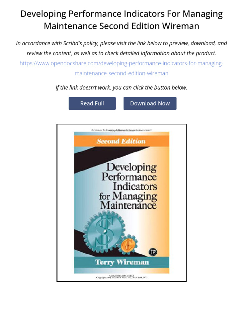 Developing Performance Indicators for Managing Maintenance Second ...