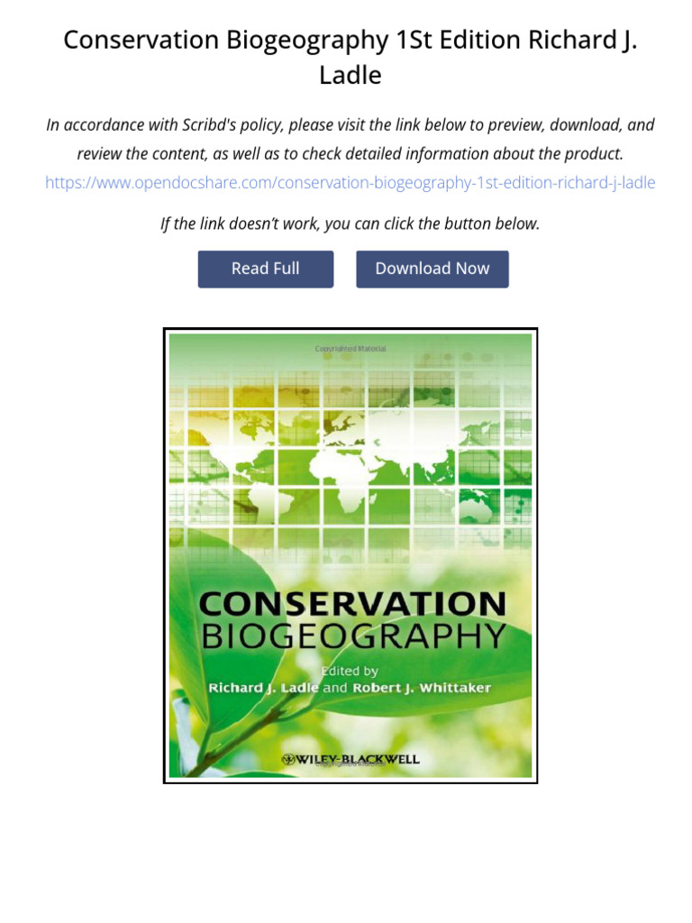 Conservation Biogeography 1st Edition Richard J. Ladle online pdf | PDF ...