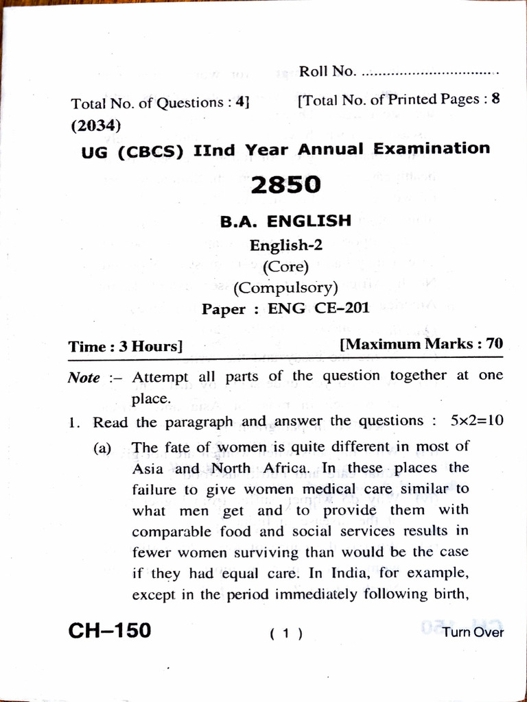 Question Paper 2 | PDF