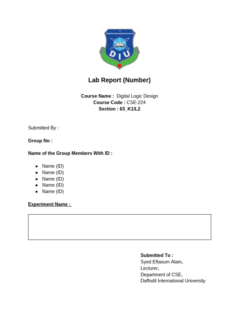Lab Report Coverpage | PDF