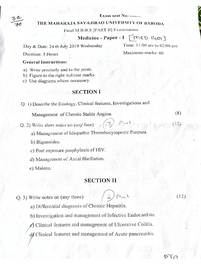 Medicine Papers 1 | PDF