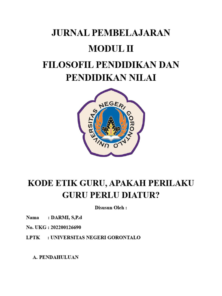 Pentingnya Kode Etik Guru dalam Pendidikan | PDF