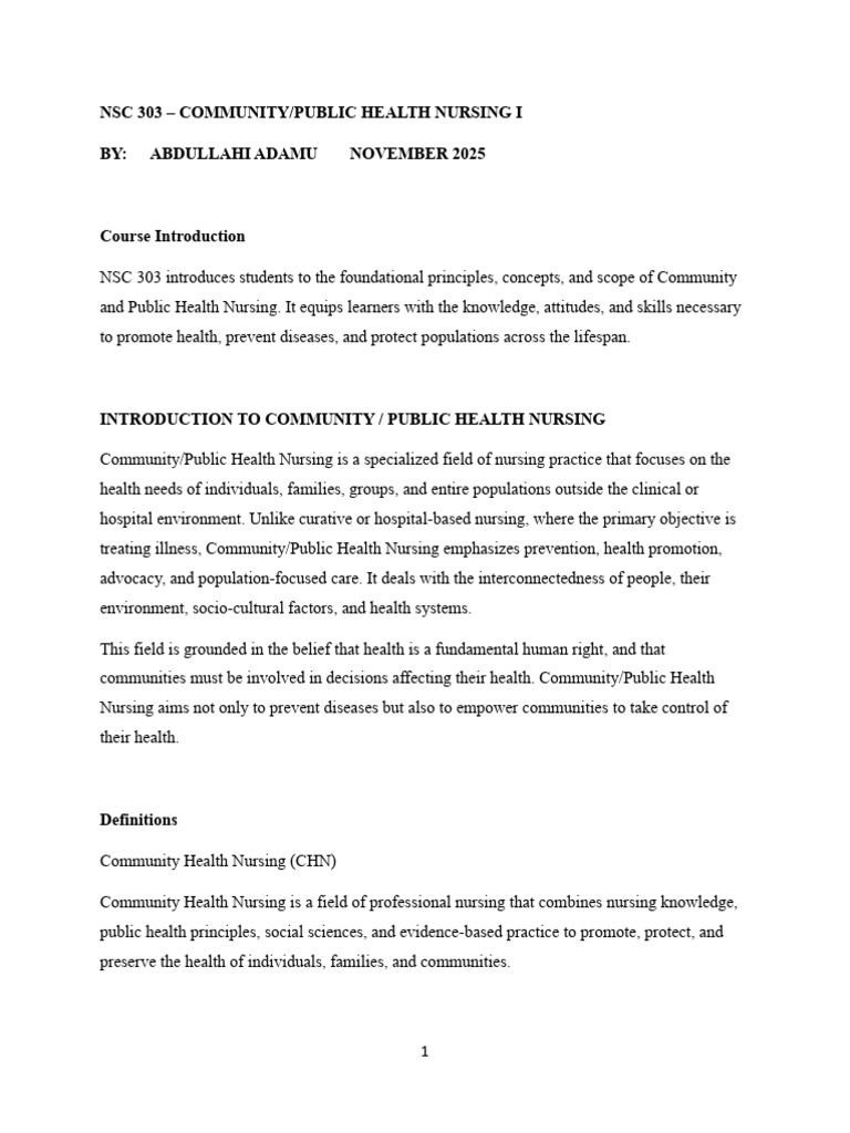 Community and Public Health Nursing Overview | PDF | Infection | Public ...