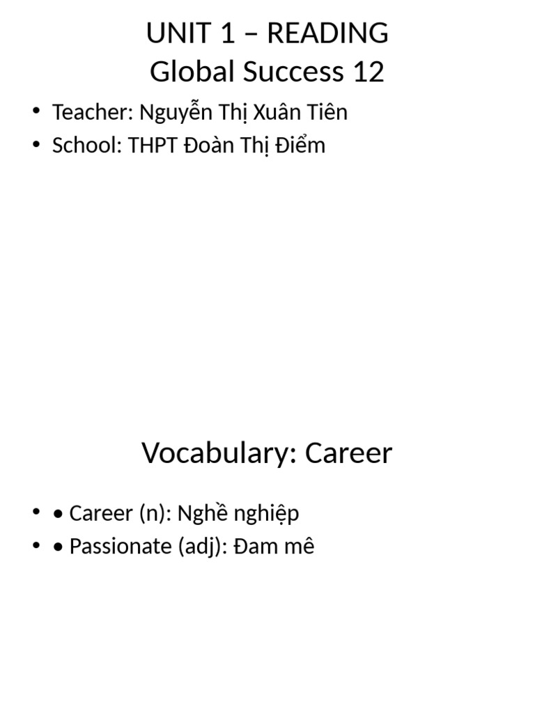Unit1 Reading GlobalSuccess12 | PDF