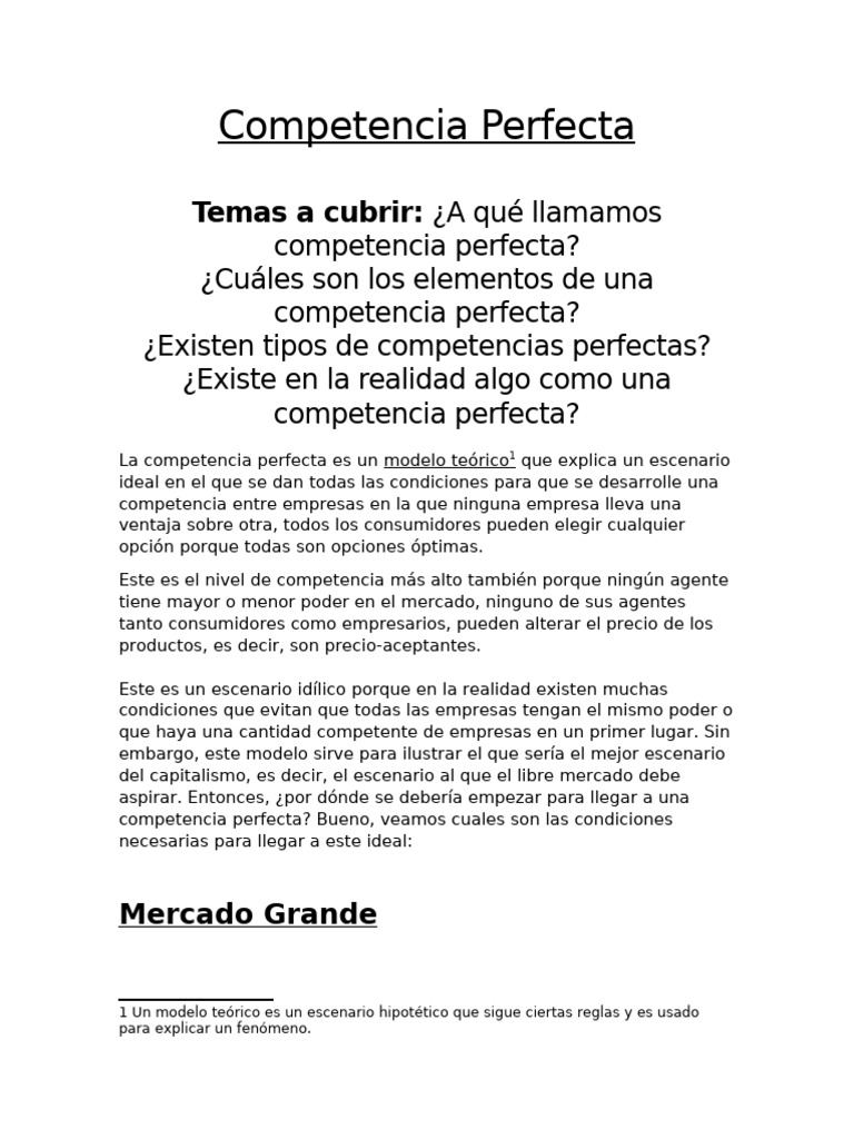 Competencia Perfecta | PDF | Mercado (economía) | Competencia perfecta