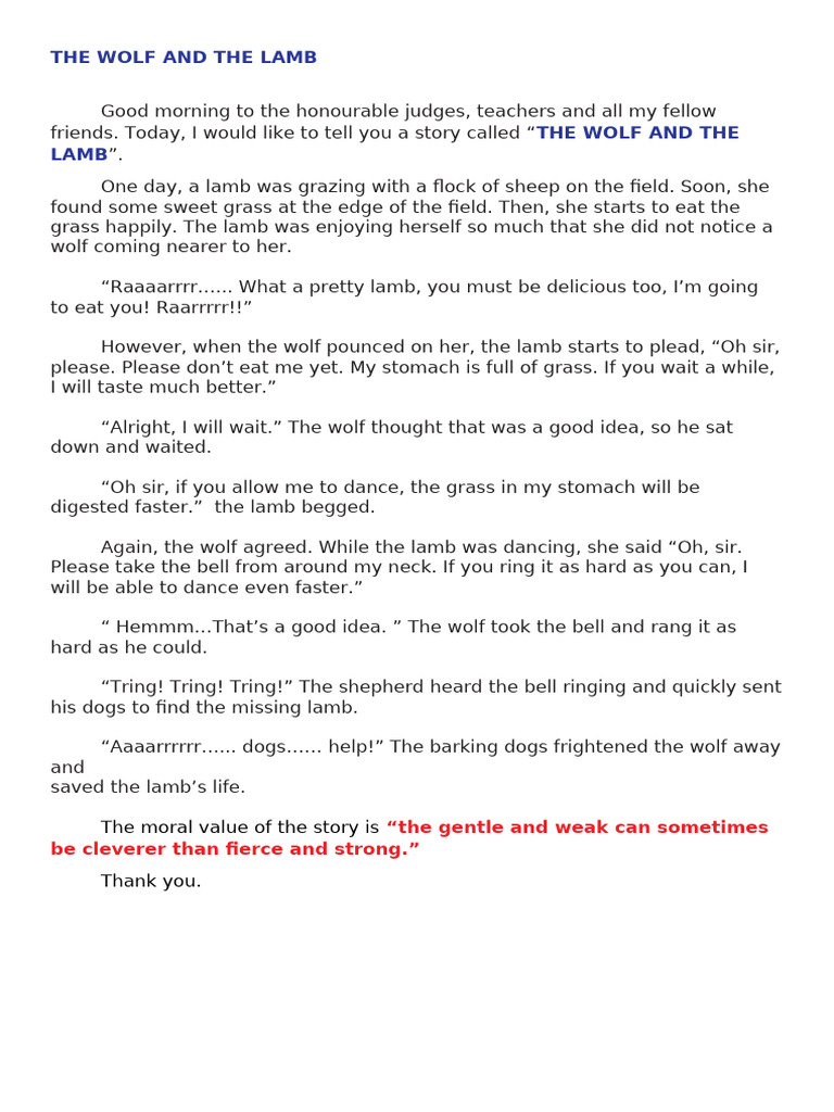 The Wolf and The Lamb | PDF