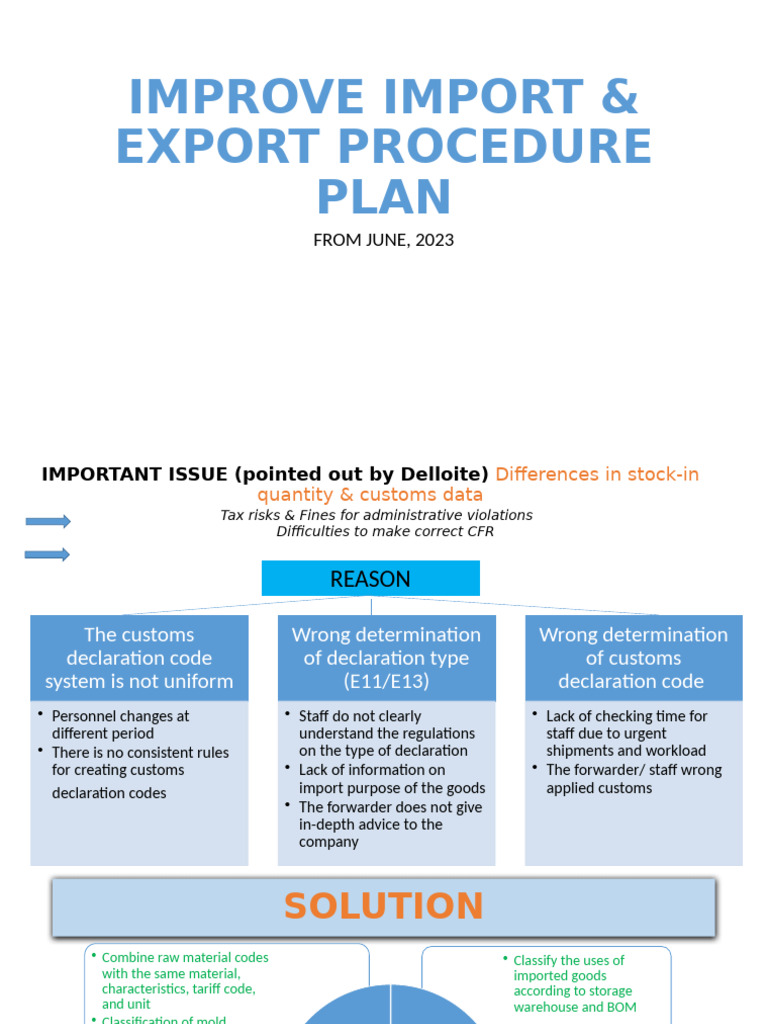 Improve Import & Export Procedure Plan | PDF | Customs | Business