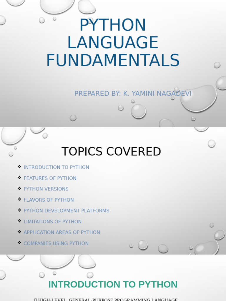 Python Language Fundamentals | PDF | Python (Programming Language) | Programming Language