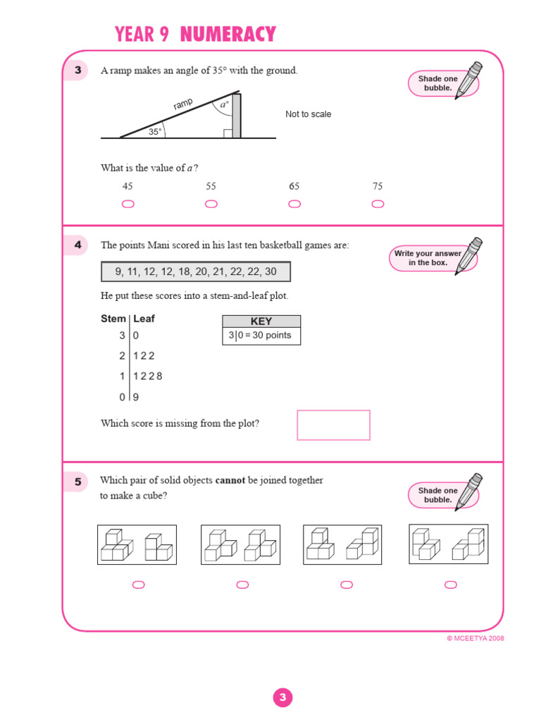 Year 9 Numeracy Practice Questions | PDF