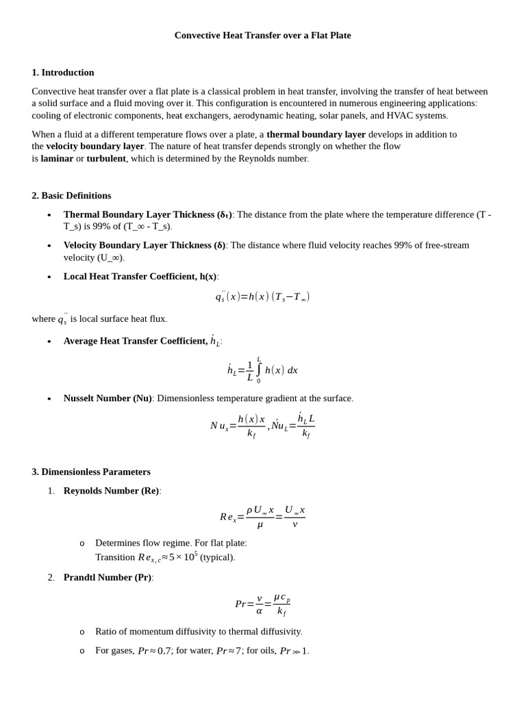 Convective Heat Transfer Over A Flat Plate | PDF | Boundary Layer | Heat Transfer