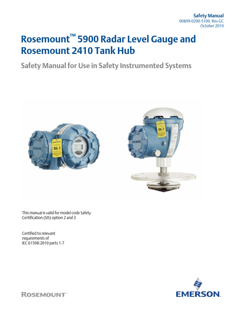 Manual Rosemount 5900 Radar Level Gauge 2410 Tank Hub Safety Manual for ...