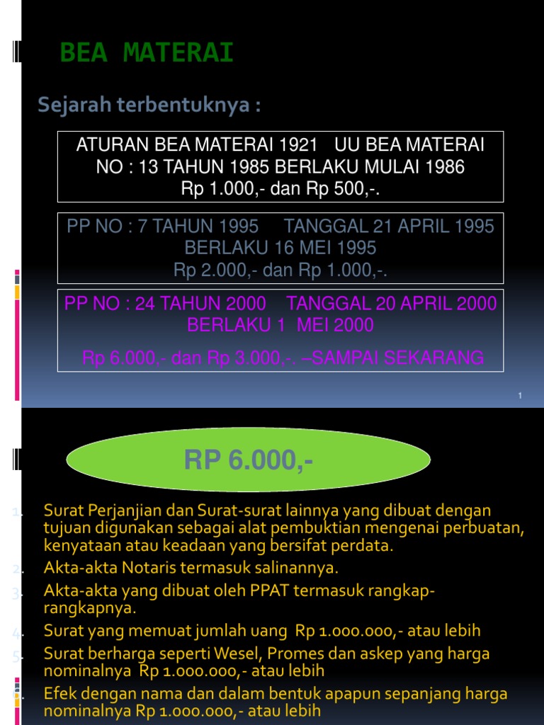 Sejarah dan Aturan Bea Materai | PDF